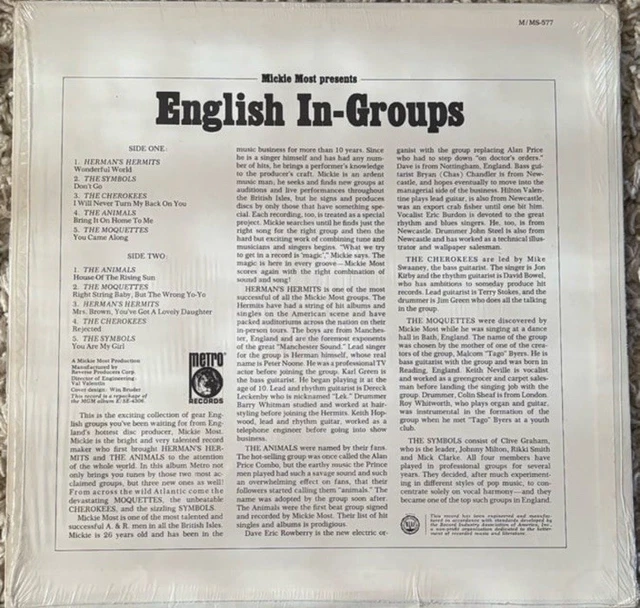 VARIOUS ARTISTS ENGLISH In-Groups Vinyl Record 1966 Metro Records Label ...