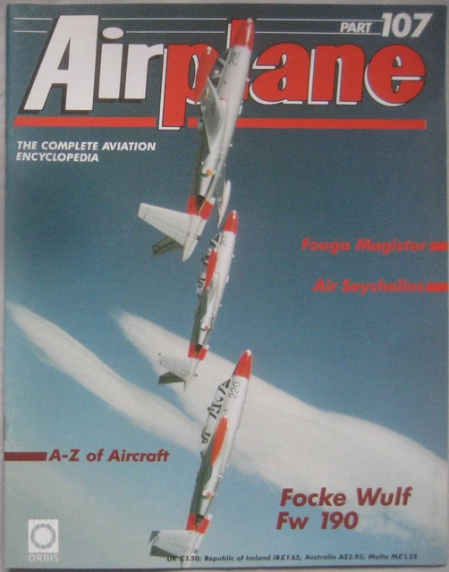 AIRPLANE ISSUE 107 Focker Wulf FW 190 cutaway drawing & poster, Fouga Magister £8.99 - PicClick UK