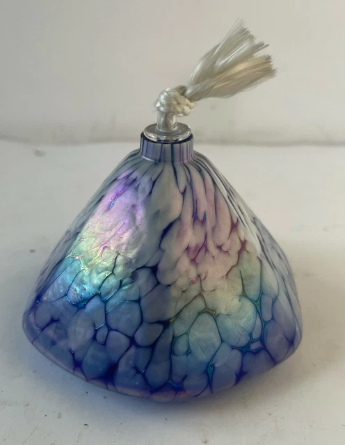 VINTAGE GLASS EYE Studio GES Art Glass Iridescent Oil Lamp Seattle WA ...