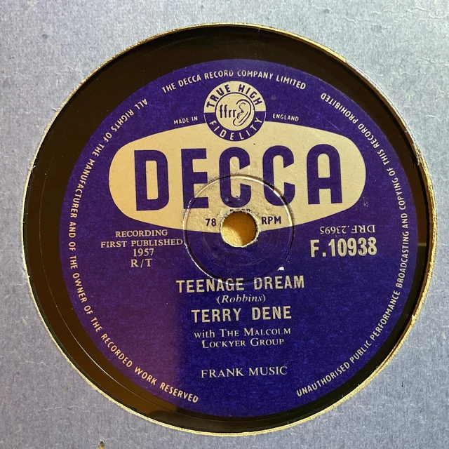 TERRY DENE TEENAGE Dream Ex 1957 UK Decca Popular 78 RPM £3.99 ...