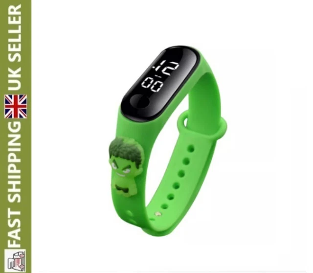 CHILDREN'S WATCH INCREDIBLE Hulk Kids LED Superhero Silicone Touch ...
