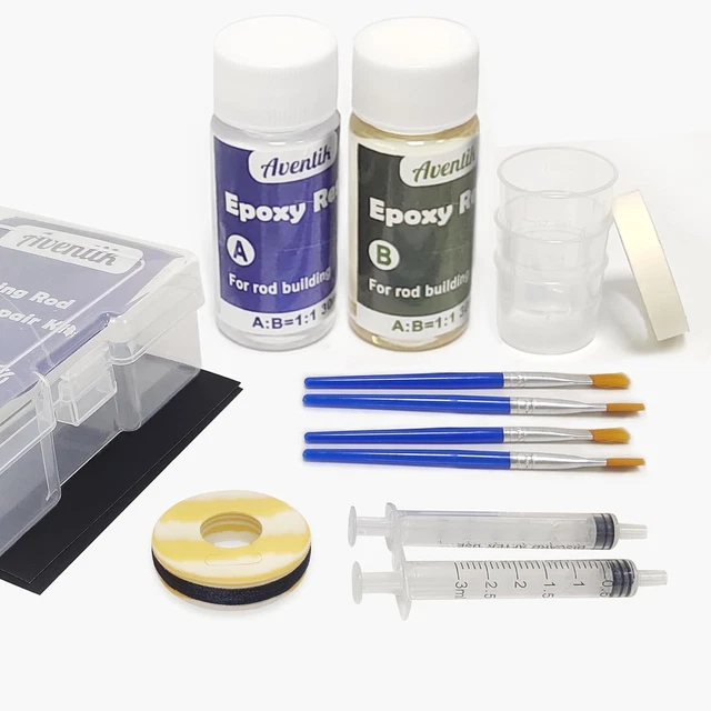 AVENTIK FISHING ROD Repair Kit Complete Supplies with Epoxy Glue, Black ...