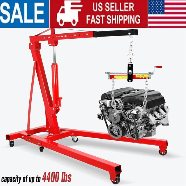 2 TON FOLDING Engine Hoist 4400LBS Cherry Picker Shop Folding Crane ...