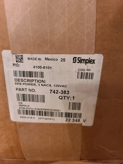 SIMPLEX 4100-5101 POWER Supply Expansion XPS Power, 3 NACS, 120VAC $995 ...