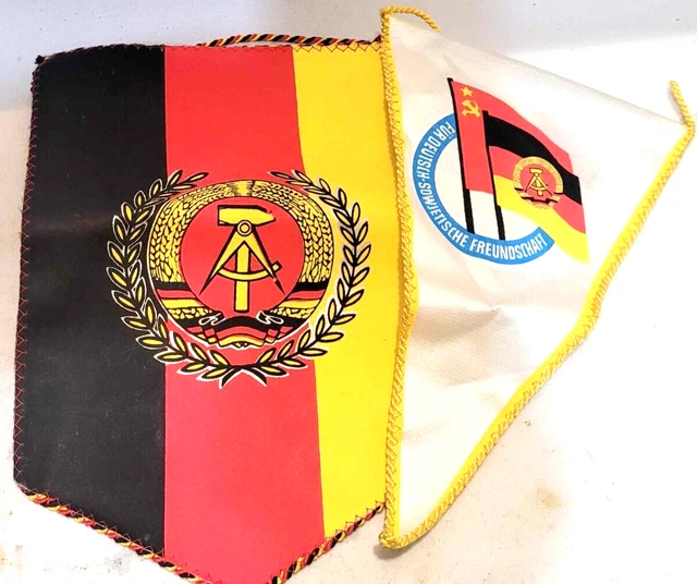 2X COLD WAR East german army Table Flag Pennants (socialist contest ...