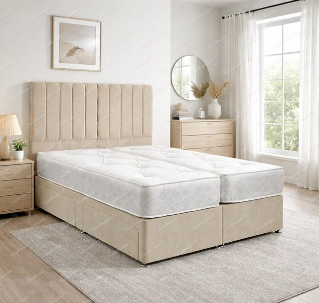 ZIP AND LINK Divan Plush material bed sizes available a 5ft and 6ft £ ...