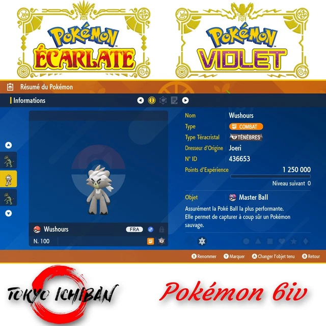 POKEMON VIOLET & Pokémon Ecarlate WUSHOURS 6iv level 100 Nintendo ...