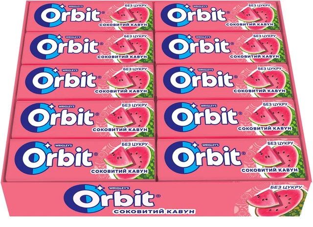 WRIGLEYS ORBIT JUICY Watermelon Chewing Gum Full 30 pack 300 pellets £ ...