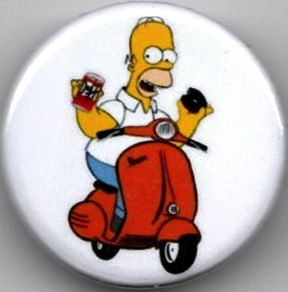 HOMER SIMPSON PIN Button Badge 25mm - MOD VESPA SCOOTER LAMBRETTA ...