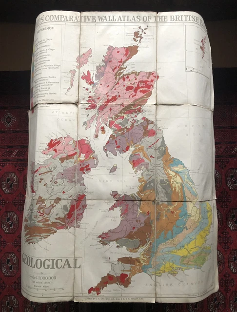 MID CENTURY GEORGE Philip & Son School Educational Geological Map ...