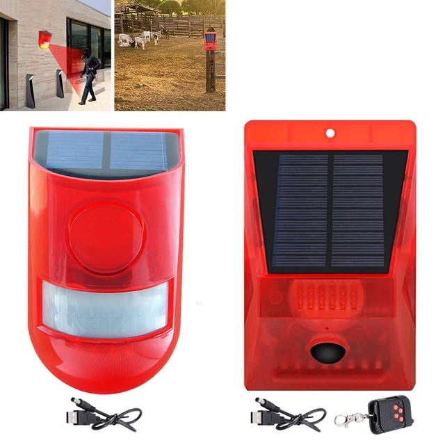 SOLAR WARNING LIGHT Alarm LED Strobe Light Wireless Motion Sensor ...