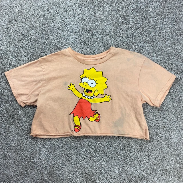 SIMPSONS SHIRT WOMENS Small Crop Top Lisa Peach Black Highlights Round ...