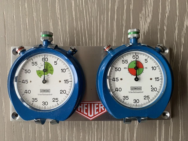 HEUER LEONIDAS TRACKMASTER Blue Rally Timer Stopwatch Set £225.00 ...