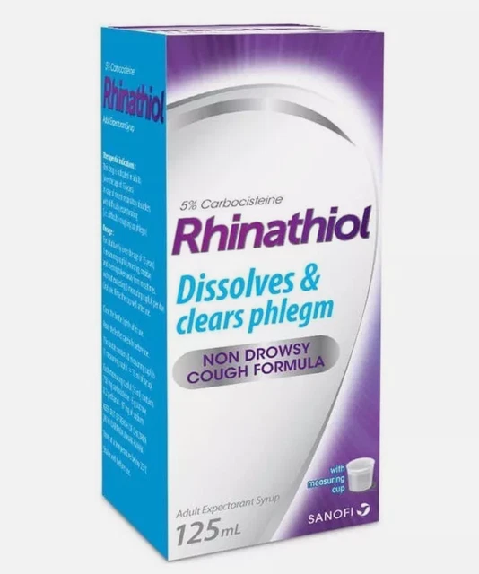 2 X RHINATHIOL Dissolves & Clears Phlegm Cough Syrup 125Ml £36.25 ...