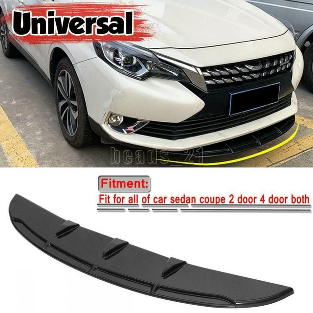 GLOSSY BLACK FRONT Bumper Splitter Lip Center Plate Diffuser Universal ...