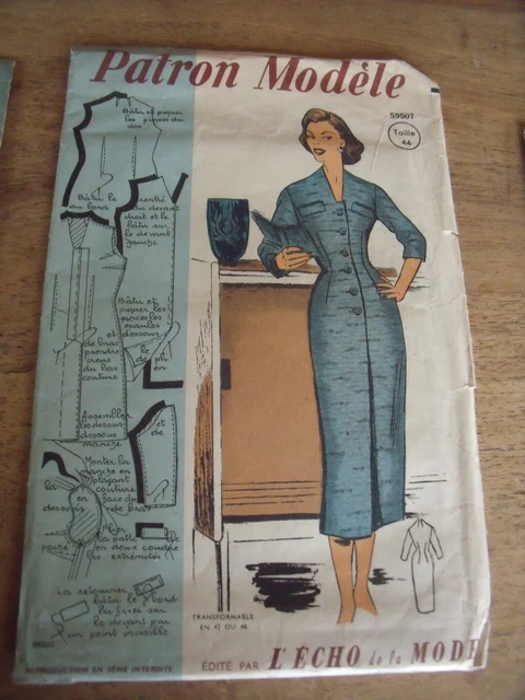 ANCIEN PATRON ECHO De La Mode Robe Coupe Princesse Et Pli Couche Taille ...