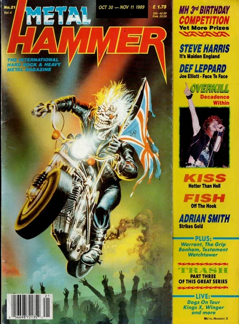 KISS METAL HAMMER October 30 1989 Iron Maiden Def Leppard Over Kill ...
