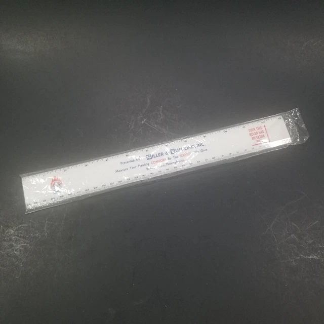 VINTAGE 13 INCH Ruler Advertisement Gulf Solar Heat Miller Bushong ...