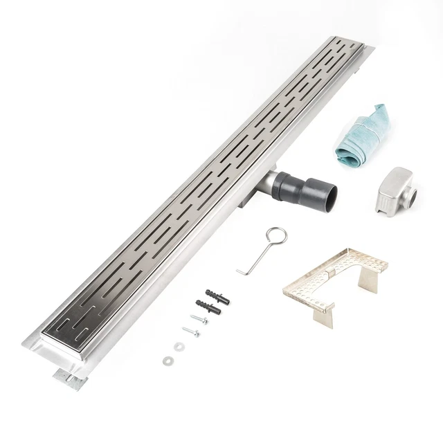 CHANNEL LINES SLOT 900x70mm gutter with stainless siphon filter grid ...