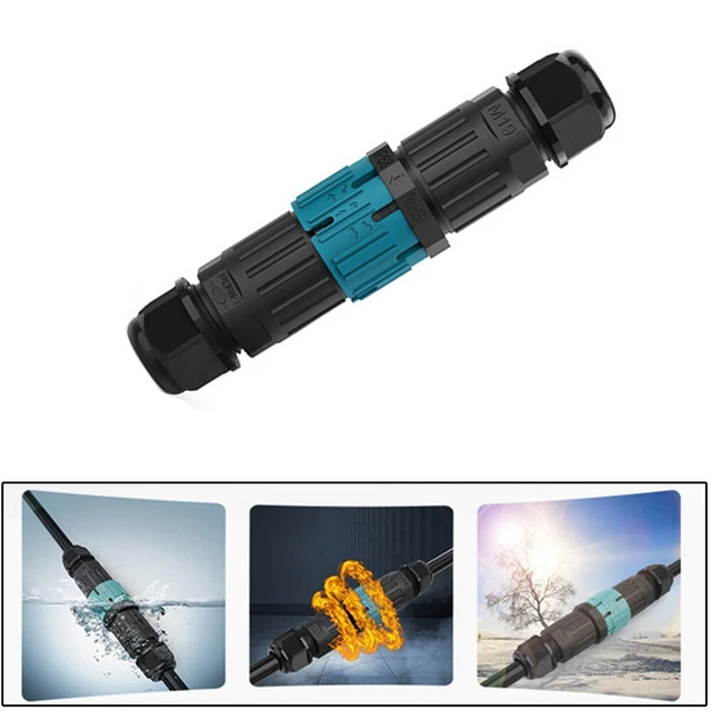 IP68 WATERPROOF INLINE Cable Coupler Plug Socket Connector for 3 Cores ...