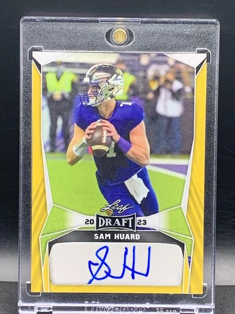 2023 LEAF DRAFT Sam Huard Cal Poly Mustangs Rookie RC AUTO Yellow MINT ...