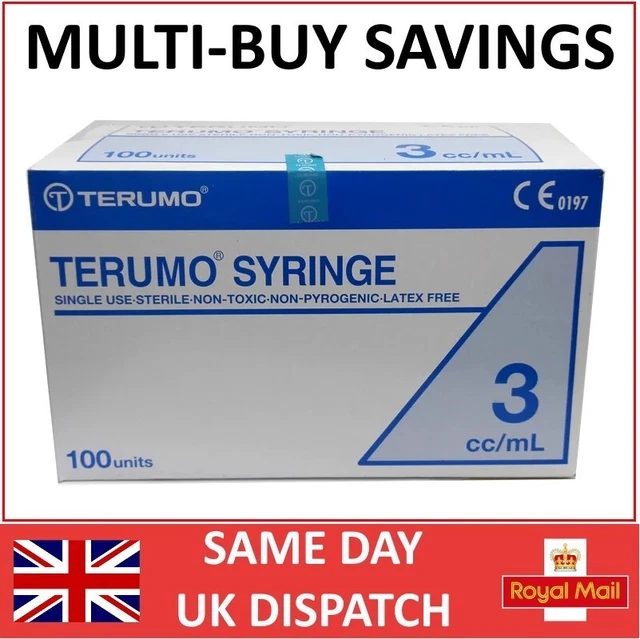TERUMO 3ML (BOX of 100) Sterile Syringe luer Slip £14.90 - PicClick UK