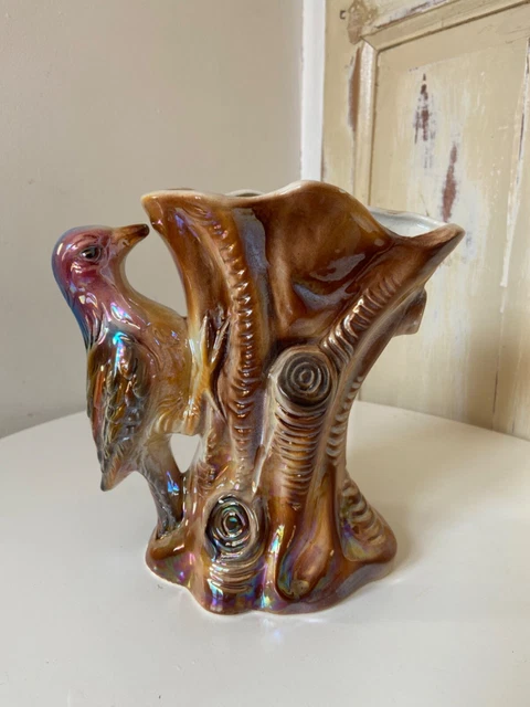 VASE KITSCH &TRONC d'arbre avec Pic Vert" - Céramique Irisée Rose EUR ...