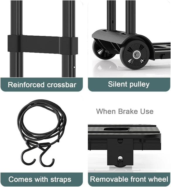 FOLDING TROLLEY, PORTABLE Shopping Trolley with Silent 4 Wheels ...