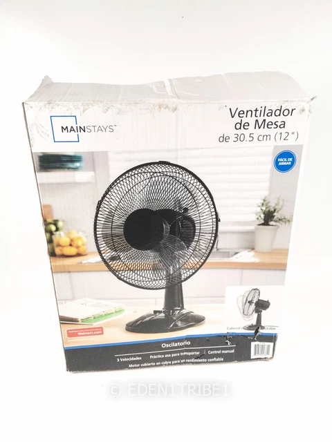 MAINSTAYS 12& 3-SPEED Oscillating Table Fan, FT30-8MBB, Black $29.98 ...