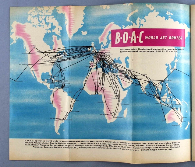 BOAC AIRLINE TIMETABLE August 1961 Route Map B.o.a.c. Speedbird £39.95 ...