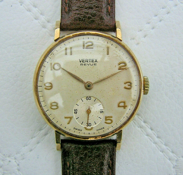 VINTAGE 9CT GOLD Vertex Revue Gents Wristwatch From 1960 £274.99 ...
