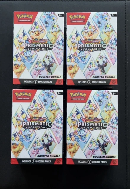 🔥X4 POKÉMON TCG Scarlet & Violet Prismatic Evolutions Booster Bundle ...