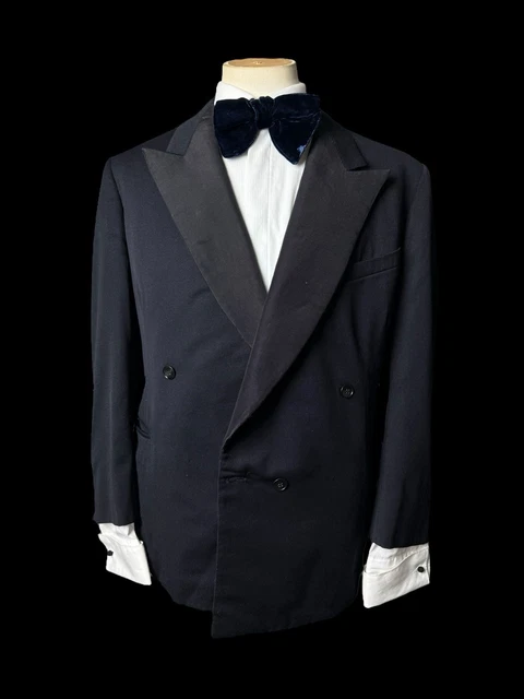 VINTAGE 1930’S BESPOKE Navy Dinner Jacket 42S Double Breasted Navy Blue ...