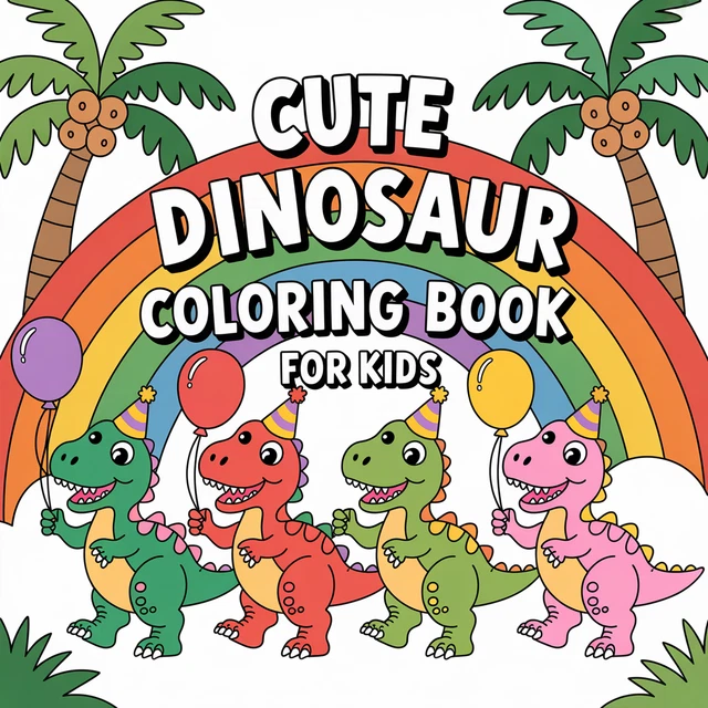 CUTE DINOSAURS COLORING Book for Kids Ages 4-8 | Fun Prehistoric ...