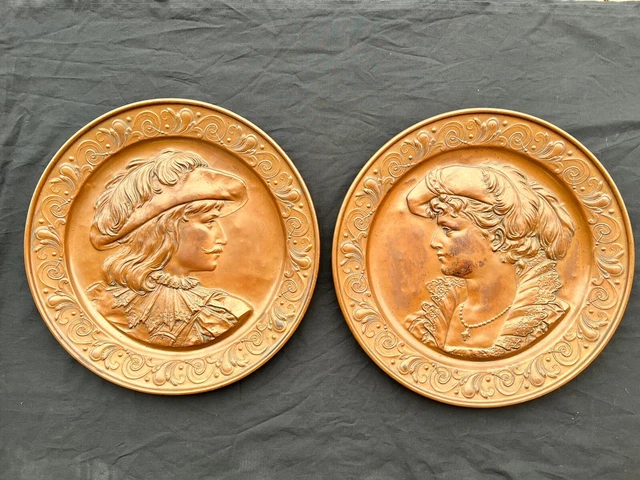 ALTE GRÜNDERZEIT JUGENDSTIL Historismus Wandteller Zierteller Kupfer Deko antik EUR 65,00 ...