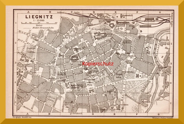 LIEGNITZ +HISTOR. PLAN von 1902+ Legnica, Schlesien, Polen +stary plan ...
