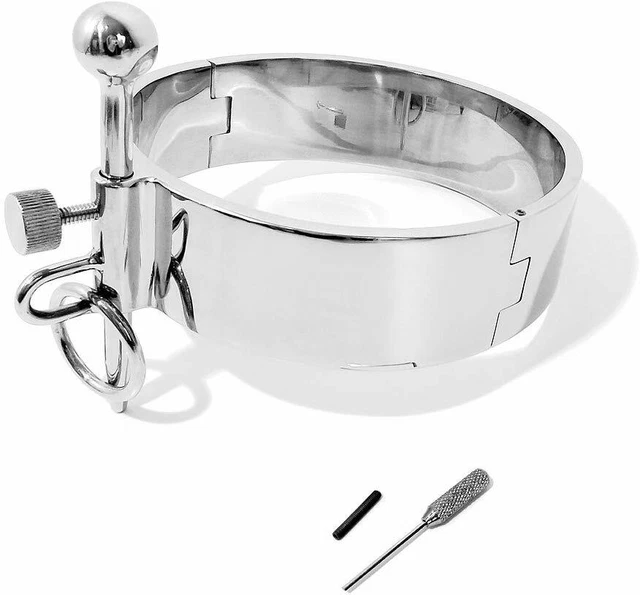 LOCKING STAINLESS STEEL Slave Collars with Adjustable Head Raising bar ...