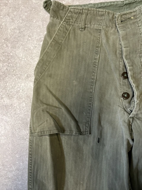 VINTAGE DISTRESSED USMC WW2 M1941 HBT Pants P41 Herringbone Twill K-50 ...