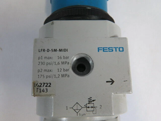 FESTO 546462 LFR-D-5M-MIDI Filter Regulator 230 psi 16 bar USED $58.49 ...