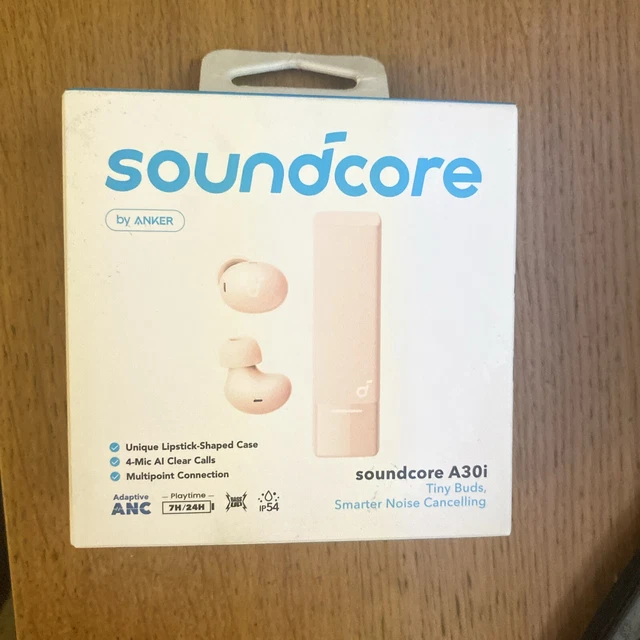 SOUNDCORE A30I, SMART noise cancelling, Tiny buds, Pink £19.99 ...