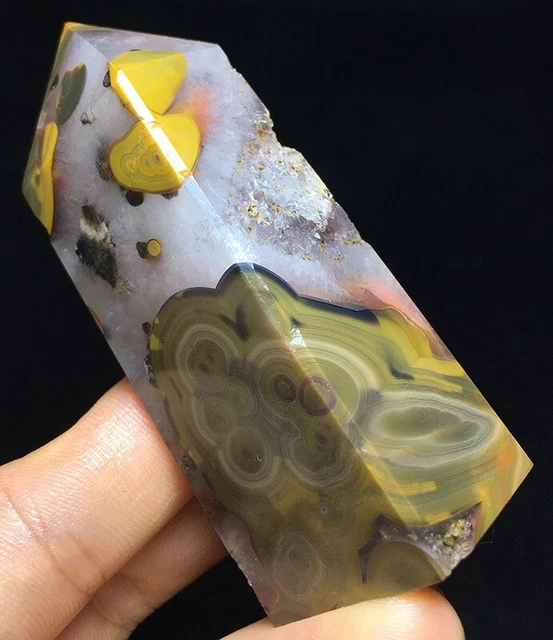 106 SPÉCIMEN DE guérison rare couleur naturelle brute agate surya cristal géode point S880 EUR 3 ...