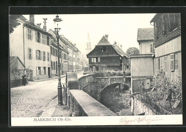 CPA MARKIRCH /OB.-ELS, vue de la rue avec vue du bâtiment EUR 10,00 ...