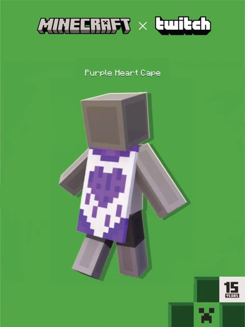 MINECRAFT TWITCH PURPLE Heart Cape | NUR CODE! EUR 2,49 - PicClick DE