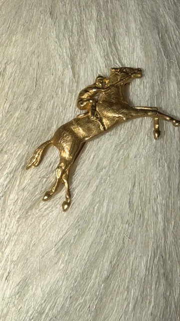 VINTAGE 14 KT Yellow Gold Race Horse Brooch Pin 7.77 Grams £544.14 ...