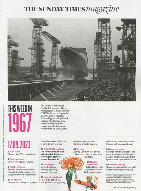 SUNDAY TIMES REVUE, Michael Palin, Ian Mckellen, Jeremy Clarkson, 17.9. ...