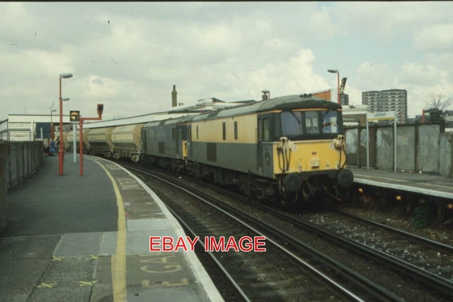 ORIGINAL 35MM SLIDE CLASS 73 LOCO NO 73110 & 73106 AT LEWISHAM STATION ...