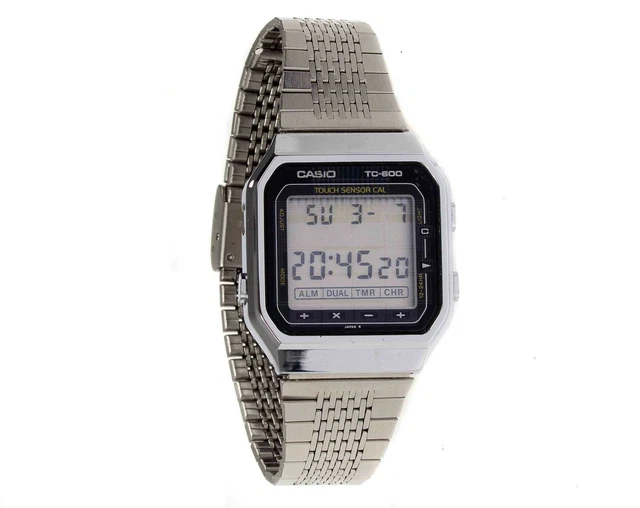 CASIO TC-600 TOUCH Sensor Calculator Watch, Module 119, Stainless Strap ...
