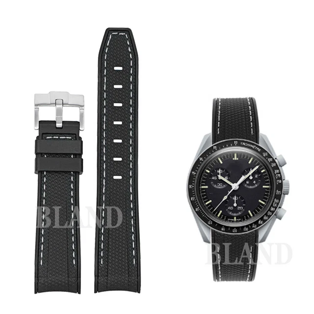 20MM RUBBER WATCH STRAP for Omega Speedmaster MoonSwatch Seamaster ...