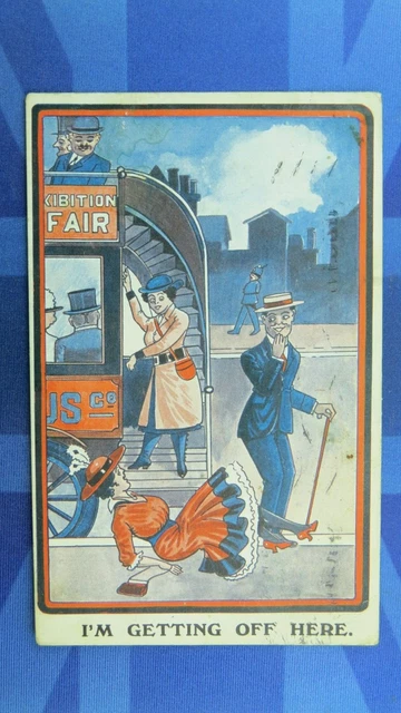 WW1 COMIC POSTCARD 1914 1918 Suffragette Women War Work Bus Conductor ...