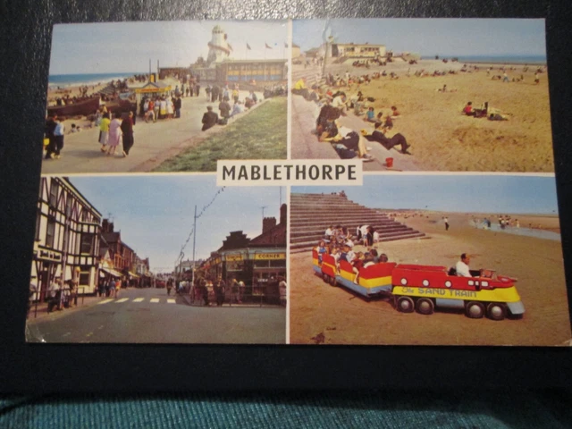 POSTCARD OF MABLETHORPE, Beach, Promenade, Town View, Sand Train (1965 ...